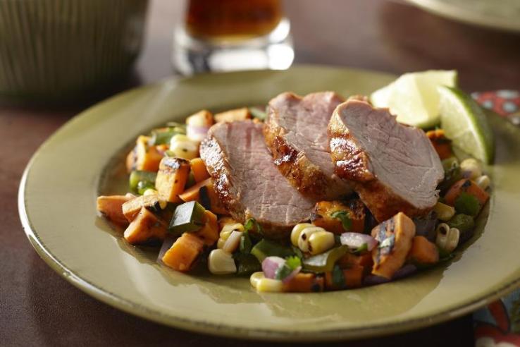 Chile Rubbed Pork Tenderloin with Grilled Sweet Potato Hash - Spice Islands